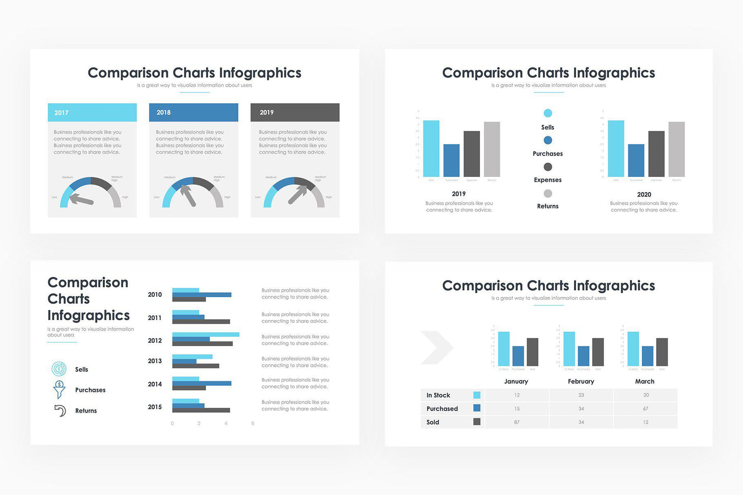 Comparison Charts 3 PowerPoint Template – Slidequest