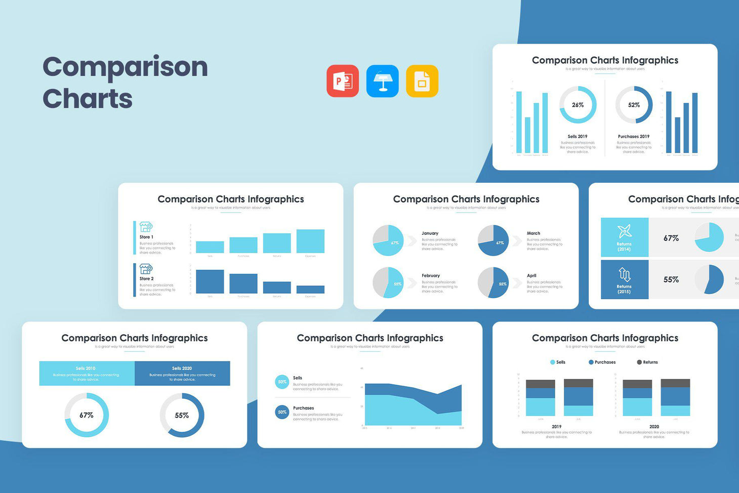 Comparison Charts 3 PowerPoint Template – Slidequest